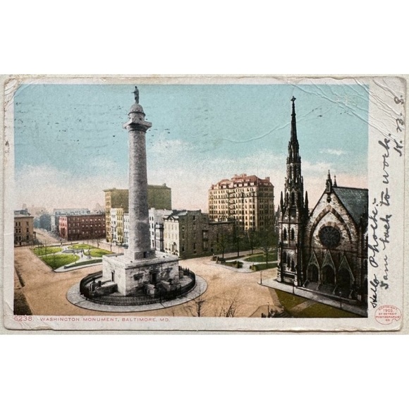 Vintage | Design | Washington Monument 98 Baltimore Maryland Postcard ...